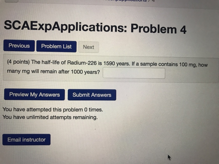 Solved SCAExpApplications: Problem 4 PreviousProblem List | Chegg.com Solved SCAExpApplications: Problem 4 PreviousProblem List | Chegg.com