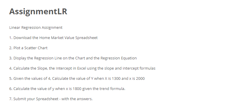 Solved AssignmentLR Linear Regression Assignment 1. Download | Chegg.com