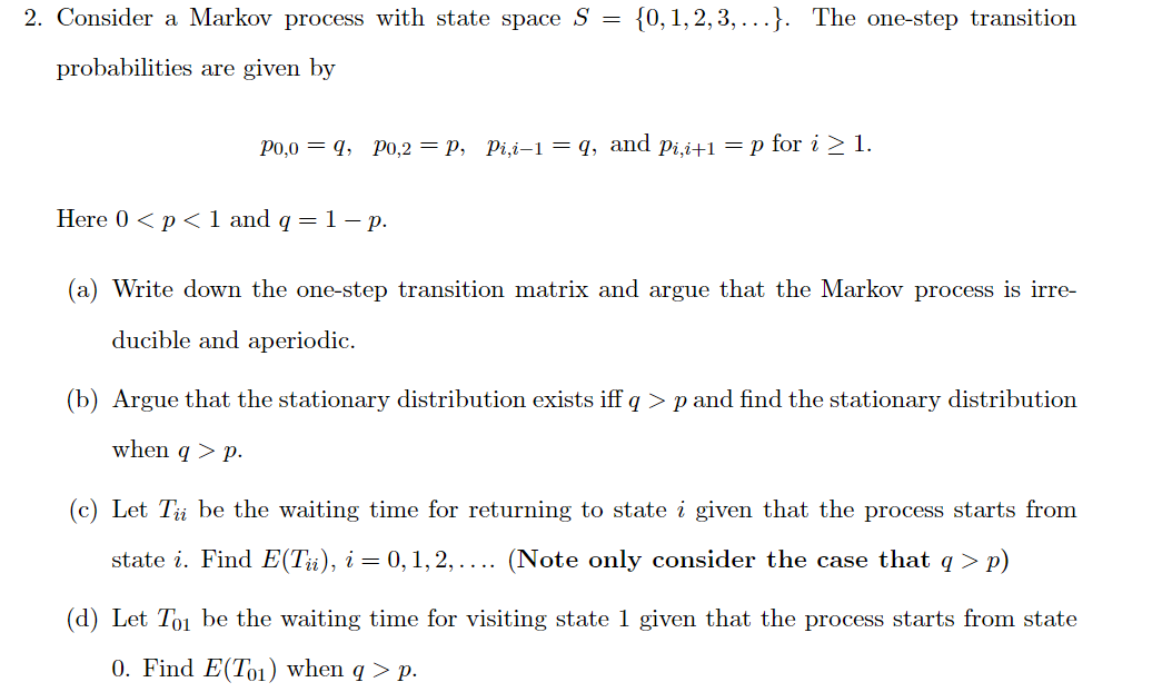 Solved Consider a Markov process with state space | Chegg.com