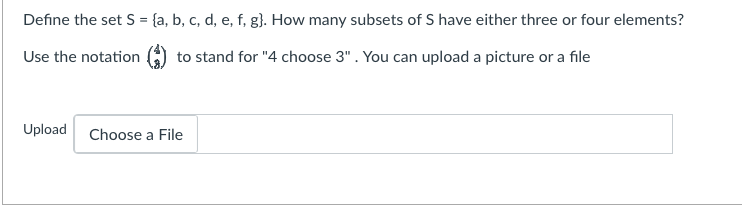 Solved Define the set S={a,b,c,d,e,f,g}. How many subsets of | Chegg.com