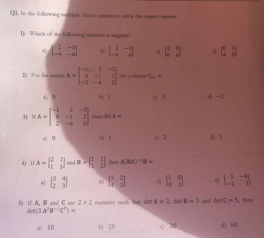 Solved Q1. In the following multiple choice questions, | Chegg.com