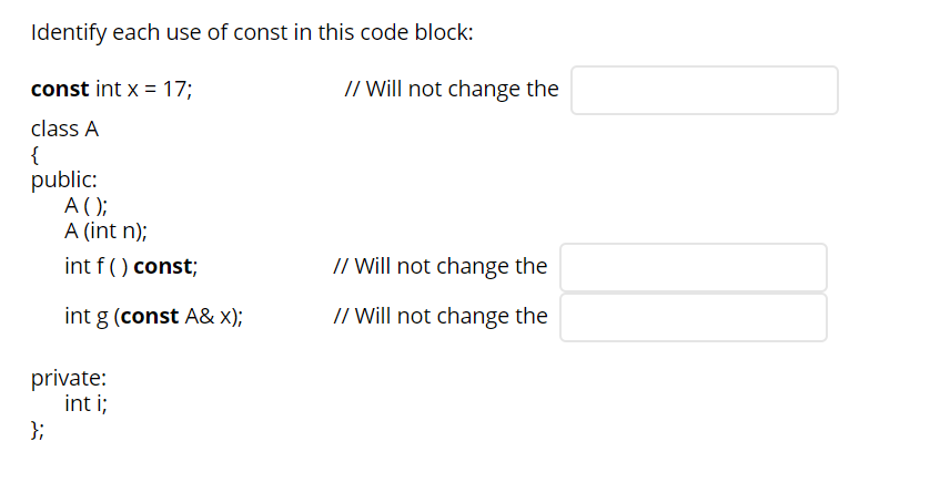 Solved Identify each use of const in this code block: const | Chegg.com