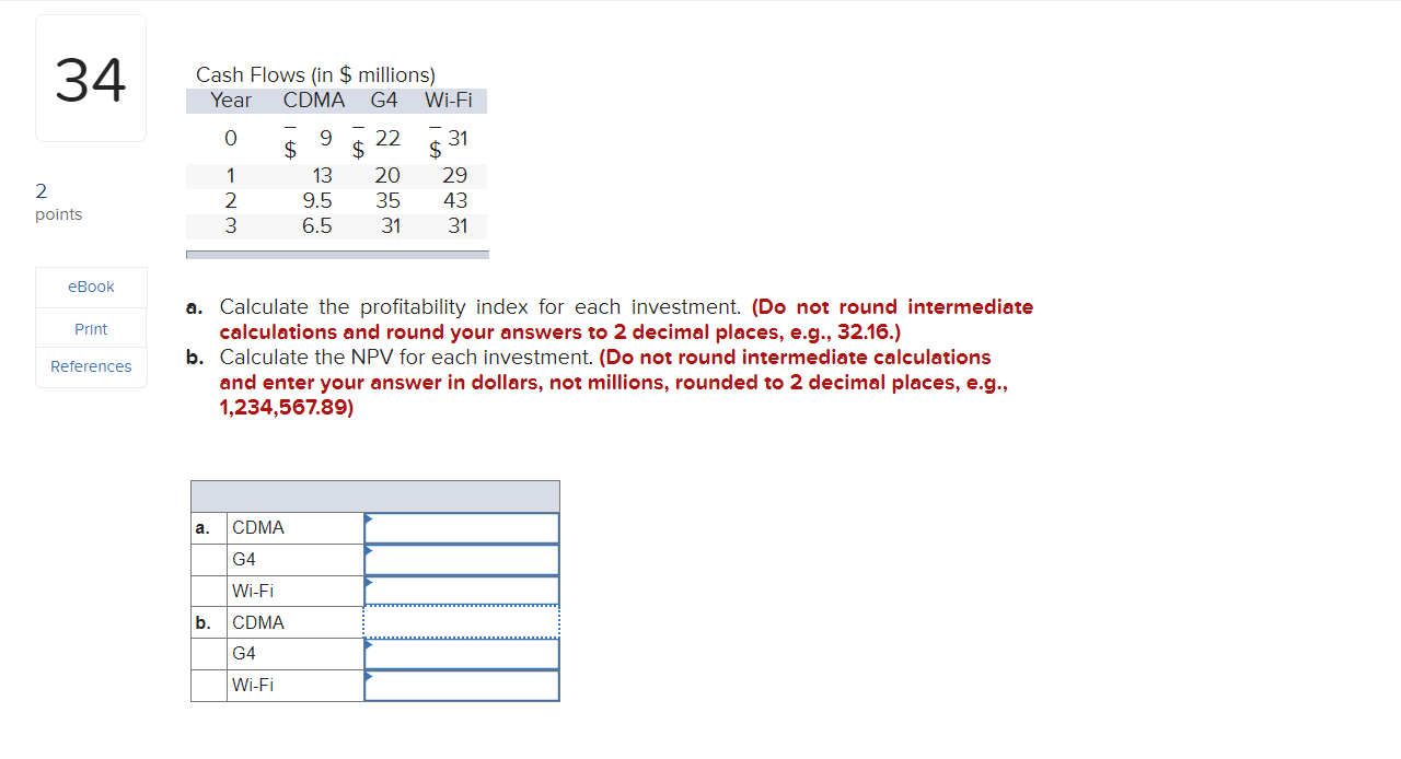 a. Calculate the profitability index for each | Chegg.com