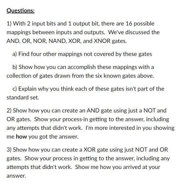 Solved Questions 1 With 2 Input Bits And 1 Output Bit 9797