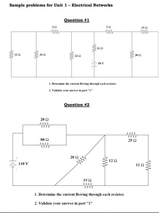 Solved Sample problems for Unit 1 - Electrical Networks 1. | Chegg.com