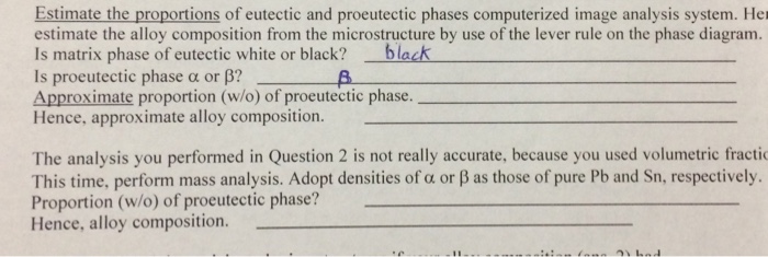 timate the proportions of eutectic and proeutectic | Chegg.com