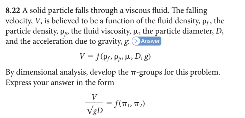 Solved 8.22 A solid particle falls through a viscous fluid. | Chegg.com