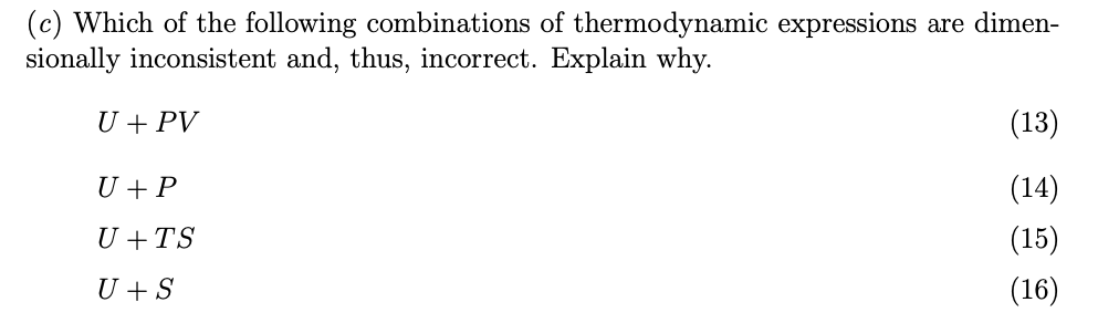 Solved (c) Which of the following combinations of | Chegg.com