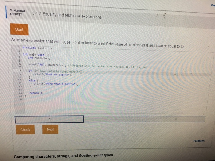 Solved Fee CHALLENGE ACTIVITY T32 Equality and relational | Chegg.com Solved Fee CHALLENGE ACTIVITY T32 Equality and relational | Chegg.com