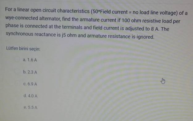 Solved For a linear open circuit characteristics ( 50∗ Field | Chegg.com