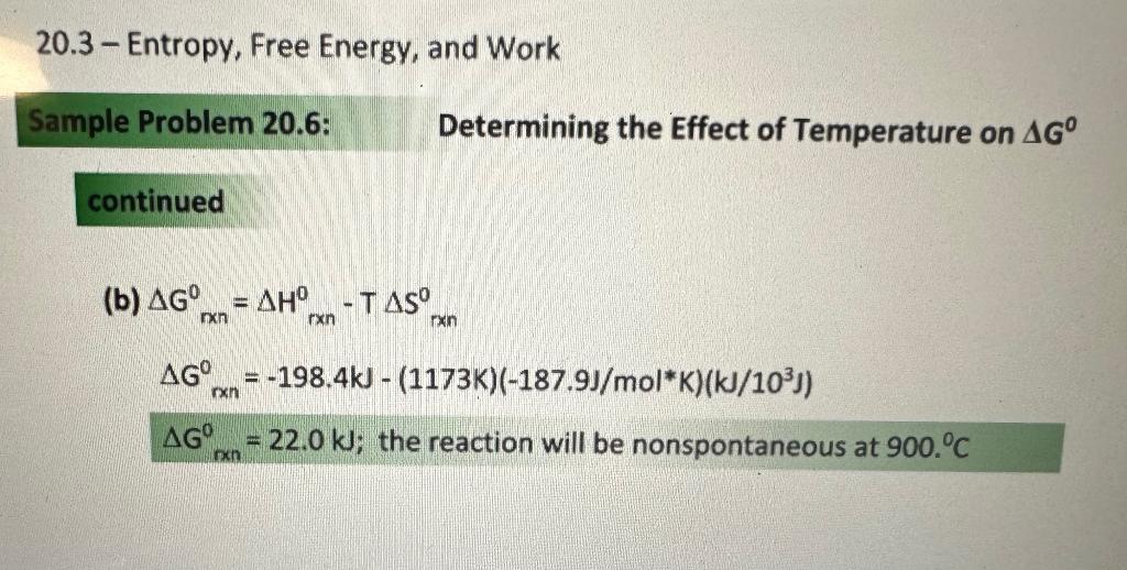 Solved Gibbs Free Energy Please answer the question below | Chegg.com