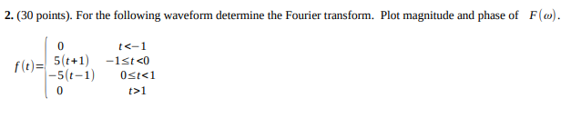 Solved 2. (30 points). For the following waveform determine | Chegg.com