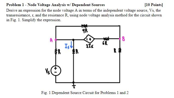 Solved Problem 1 - Node Voltage Analysis w/ Dependent | Chegg.com