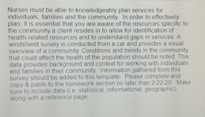 Nurses must be able to knowledgeably plan services | Chegg.com