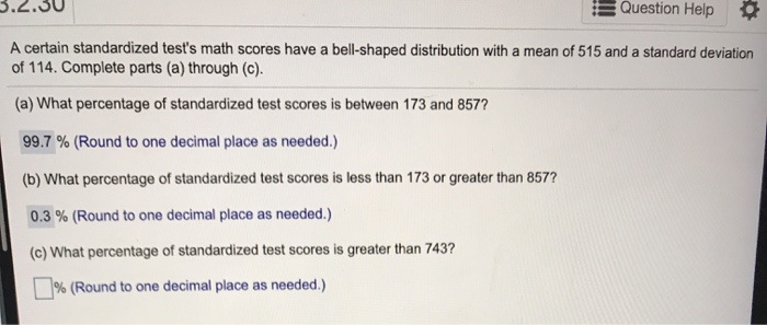 Solved Question Help .2.30 A certain standardized test's | Chegg.com