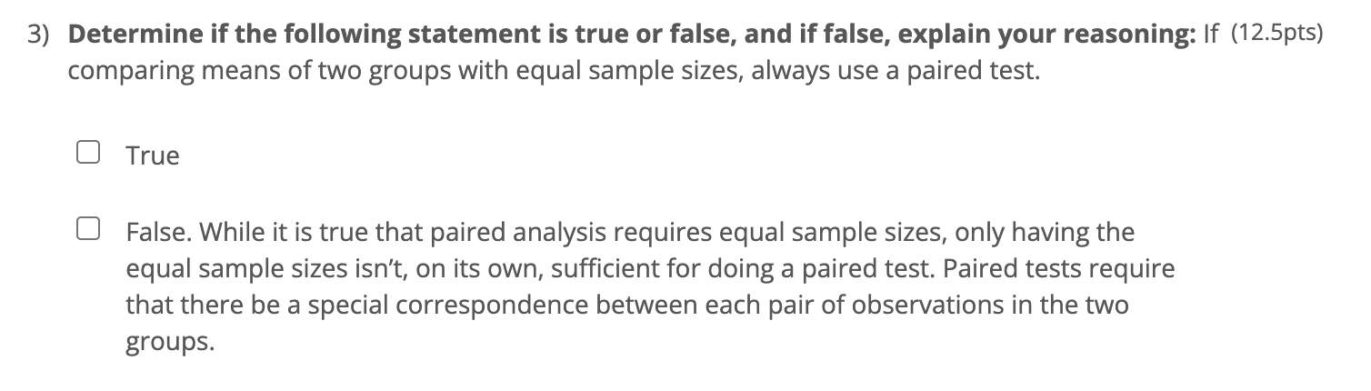Solved Determine if the following statement is true or | Chegg.com