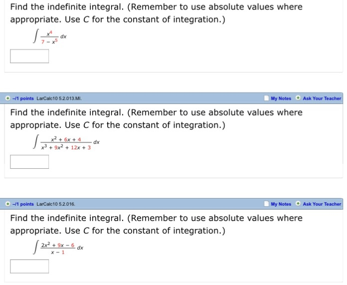 Solved Find the indefinite integral. (Remember to use | Chegg.com