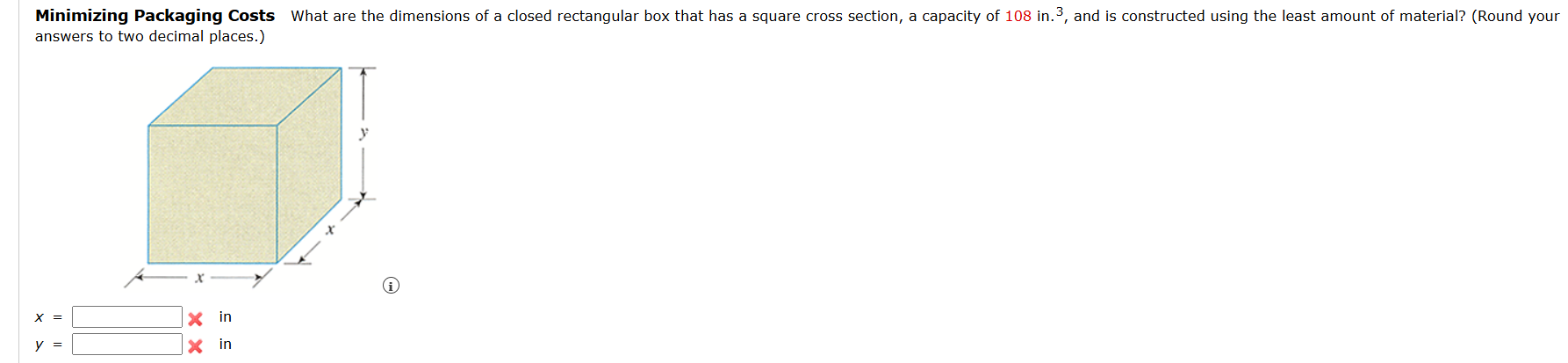 Solved Minimizing Packaging Costs What are the dimensions of | Chegg.com