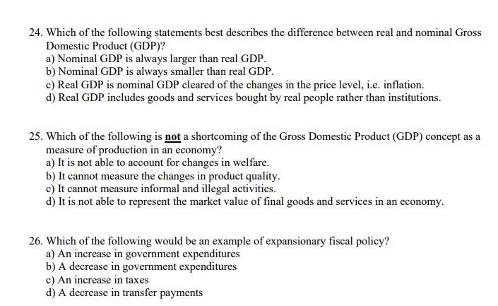 Solved 24. Which of the following statements best describes | Chegg.com