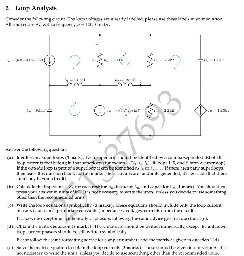 Solved 2 ﻿Loop AnalysisConsider the following circuit. The | Chegg.com