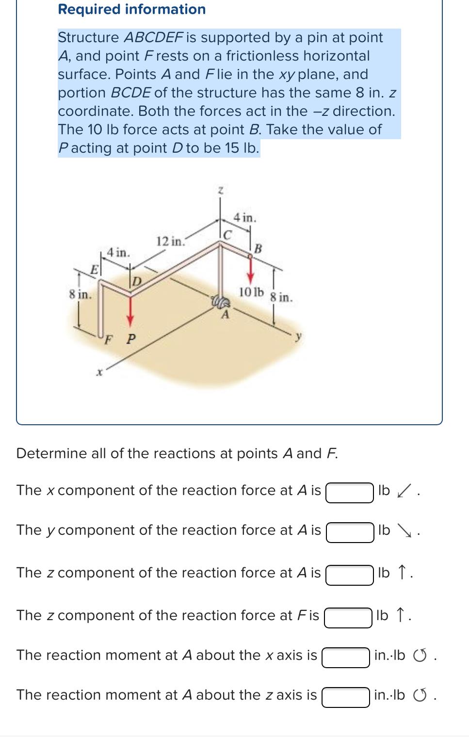 Solved Required information Structure ABCDEF is supported by | Chegg.com