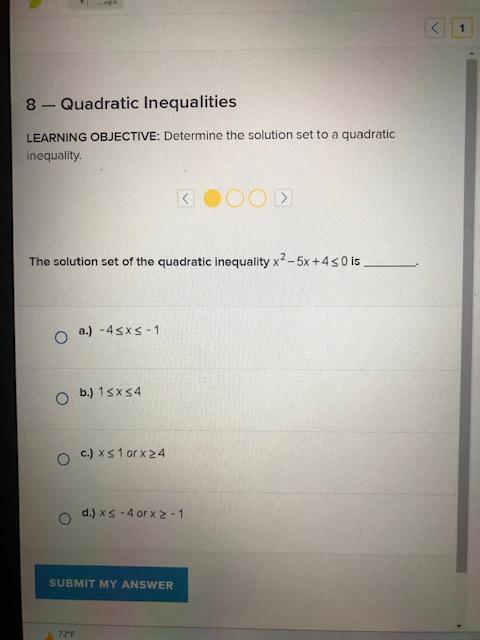 Solved 8- Quadratic Inequalities LEARNING OBJECTIVE: | Chegg.com