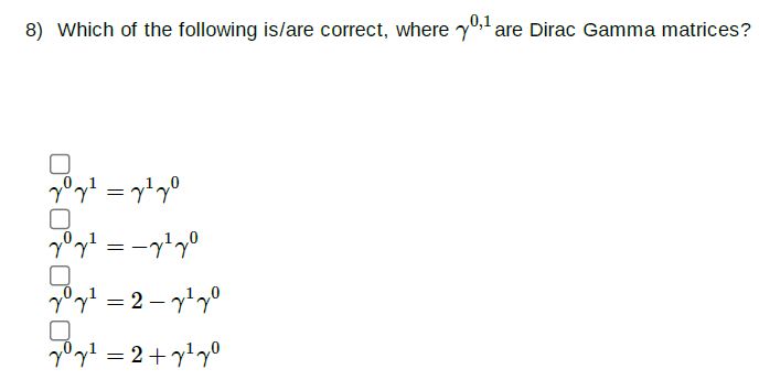 Solved Which of the following is/are correct, where γ0,1 | Chegg.com