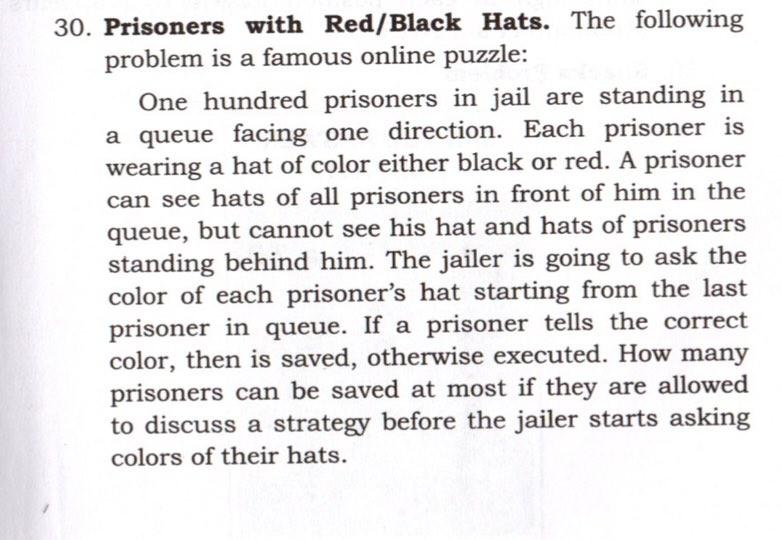 Solved 100 prisoners in jail are standing in a queue facing | Chegg.com