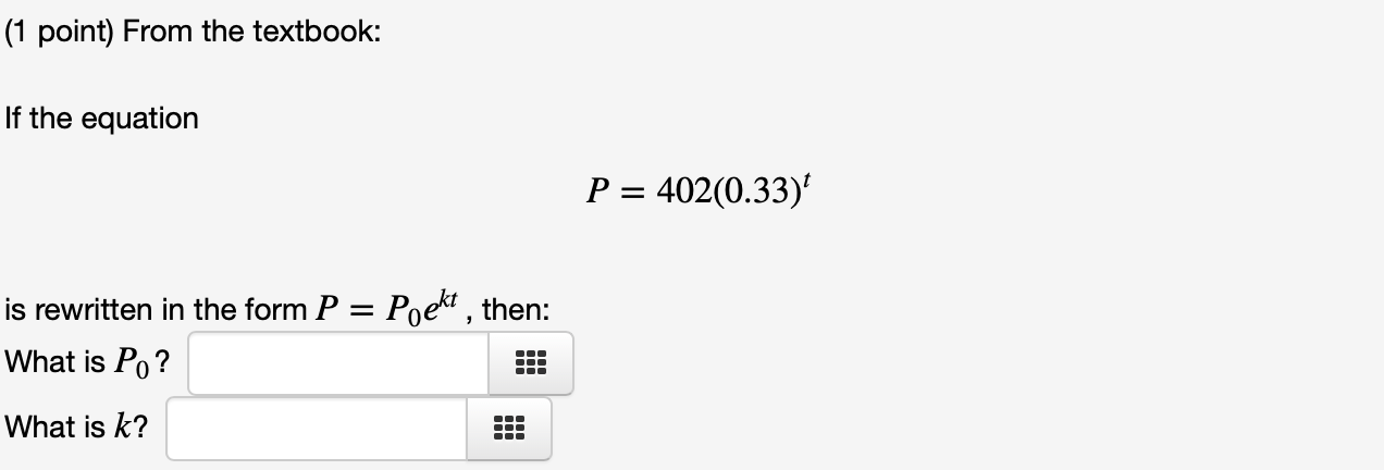 Solved (1 point) From the textbook: If the equation P = | Chegg.com