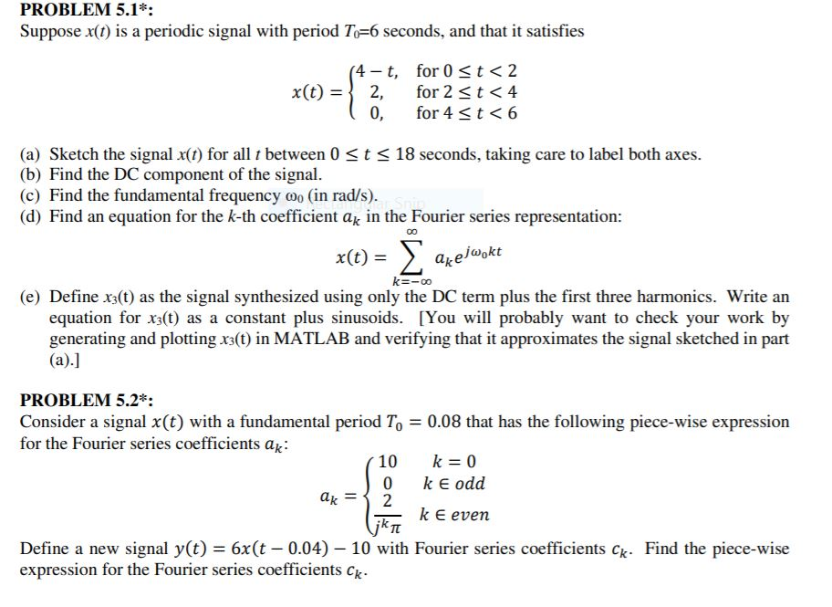 Solved PROBLEM 5.1*: Suppose x(t) is a periodic signal with | Chegg.com