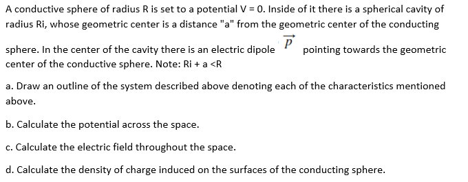A conductive sphere of radius R is set to a potential | Chegg.com
