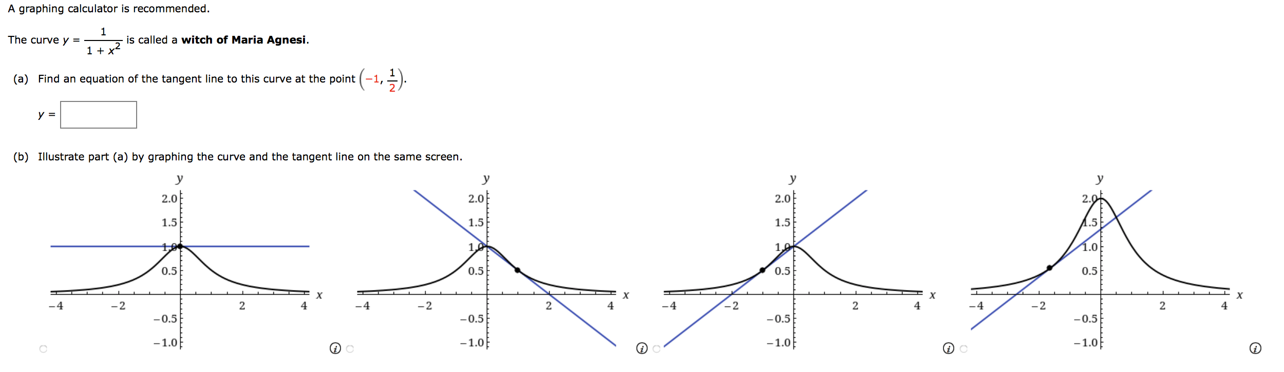 Solved A graphing calculator is recommended. The curve y = 1 | Chegg.com