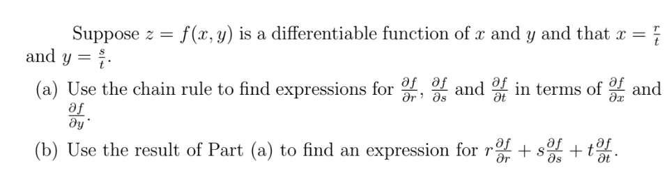 Solved Suppose z=f(x,y) is a differentiable function of x | Chegg.com