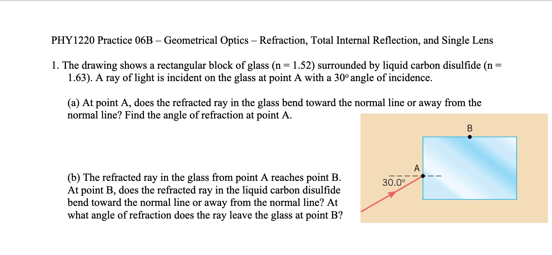 Solved PHY 1220 Practice 06B - Geometrical Optics - | Chegg.com