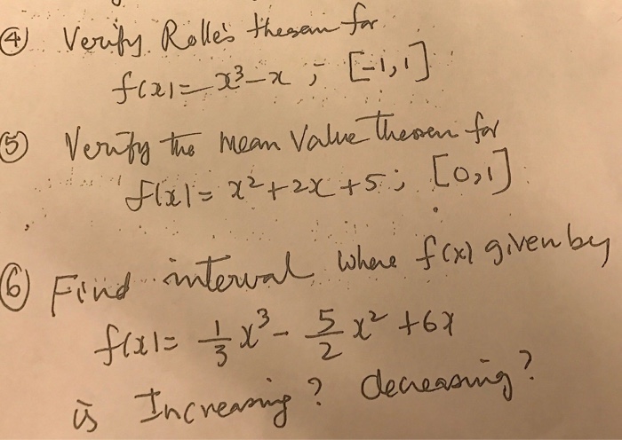 Solved Verify Rolles' theorem for f(x) = x^3 - x; [-1, 1] | Chegg.com