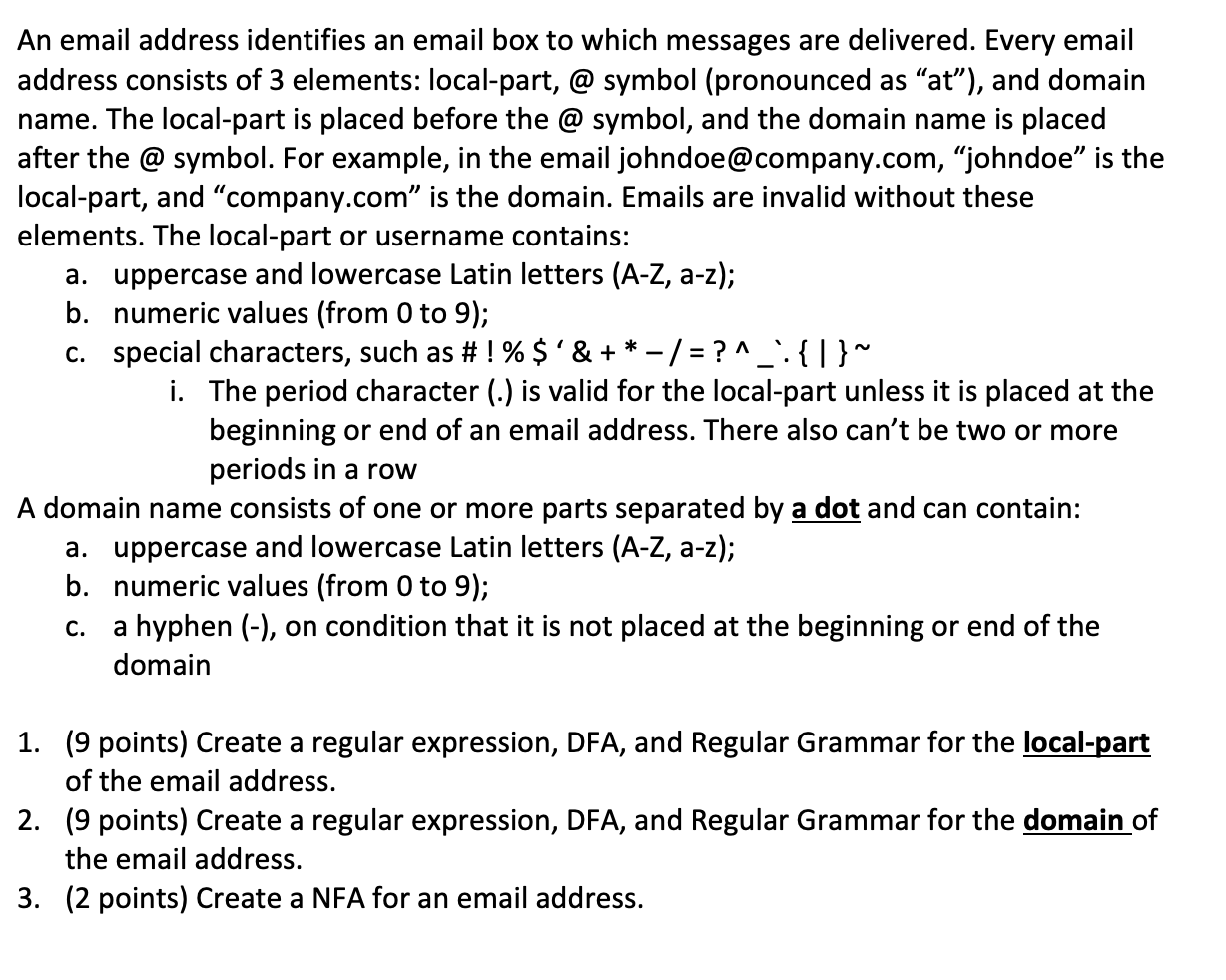 Solved An email address identifies an email box to which | Chegg.com