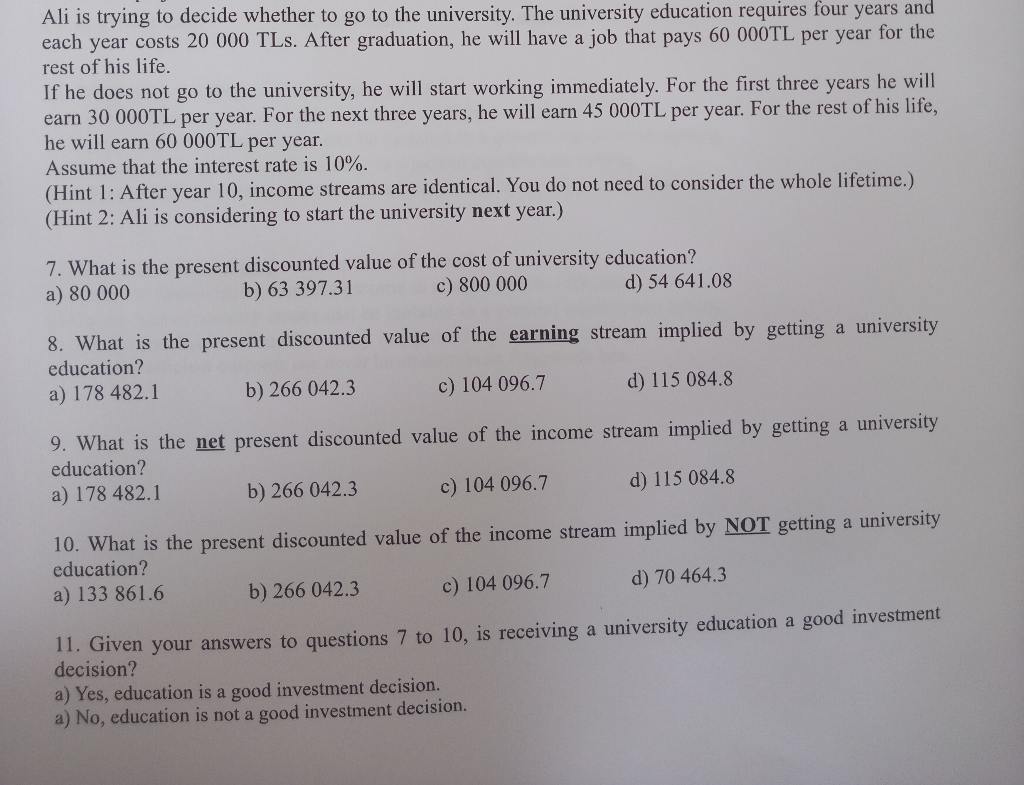 Solved Ali is trying to decide whether to go to the | Chegg.com