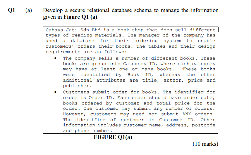 Solved Q1 (a) Develop a secure relational database schema to | Chegg.com