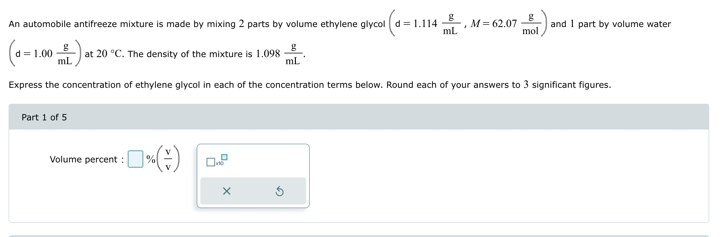 Solved An automobile antifreeze mixture is made by mixing 2 | Chegg.com