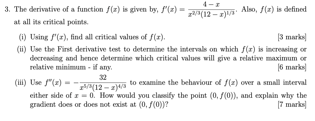 Solved 3. The derivative of a function f(x) is given by, | Chegg.com