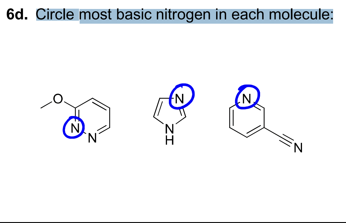 Solved 6d. Circle most basic nitrogen in each molecule: | Chegg.com