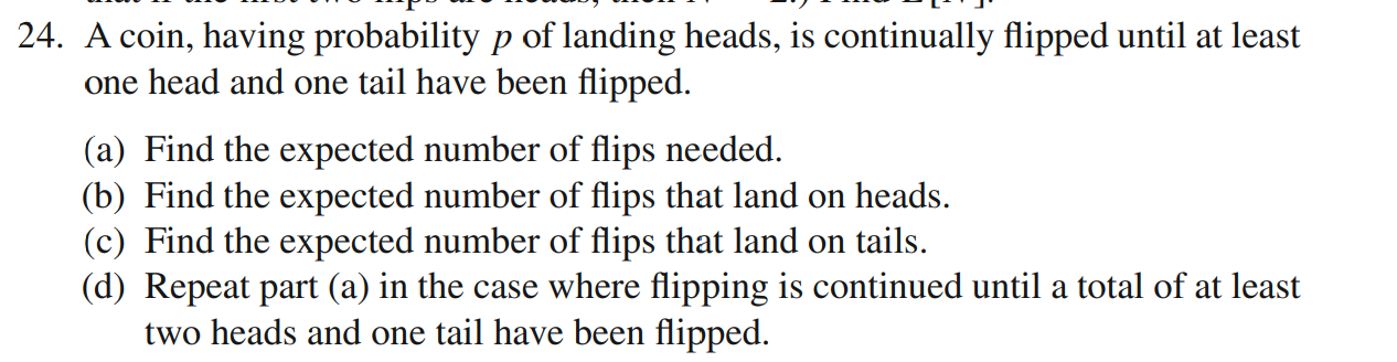 Solved 24. A coin, having probability p of landing heads, is | Chegg.com