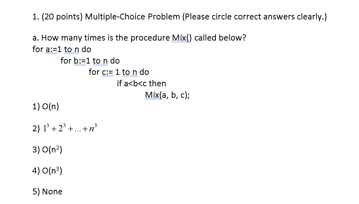 Solved 1. (20 points) Multiple-Choice Problem (Please circle | Chegg.com