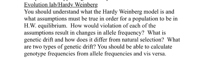 Solved Evolution lab/Hardy_Weinberg You should understand | Chegg.com
