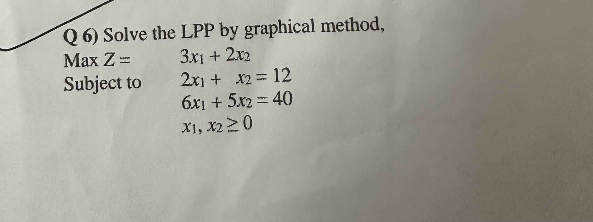 Solved Q6) Solve the LPP by graphical method, MaxZ= Subject | Chegg.com