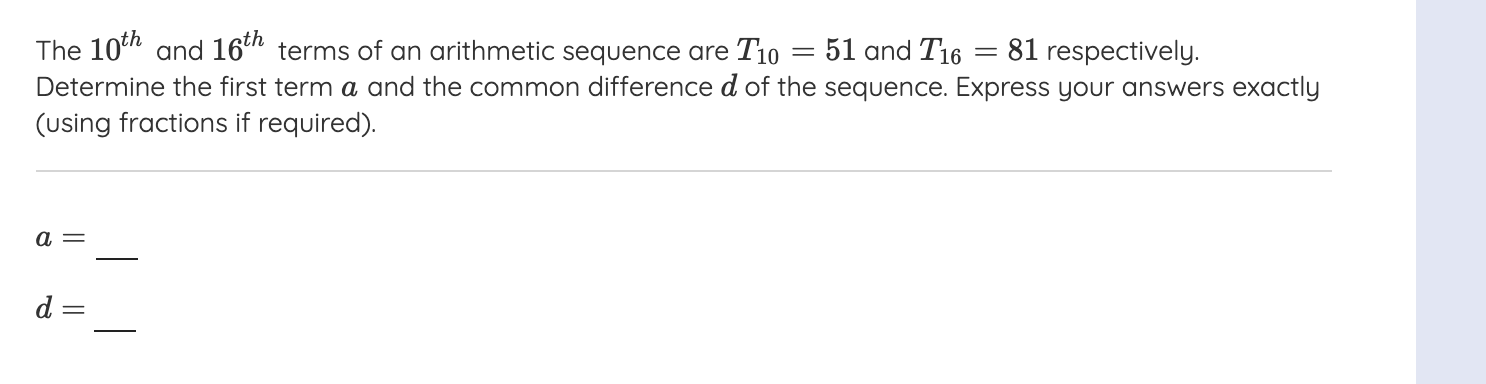 Solved The 10th and 16th terms of an arithmetic sequence are | Chegg.com