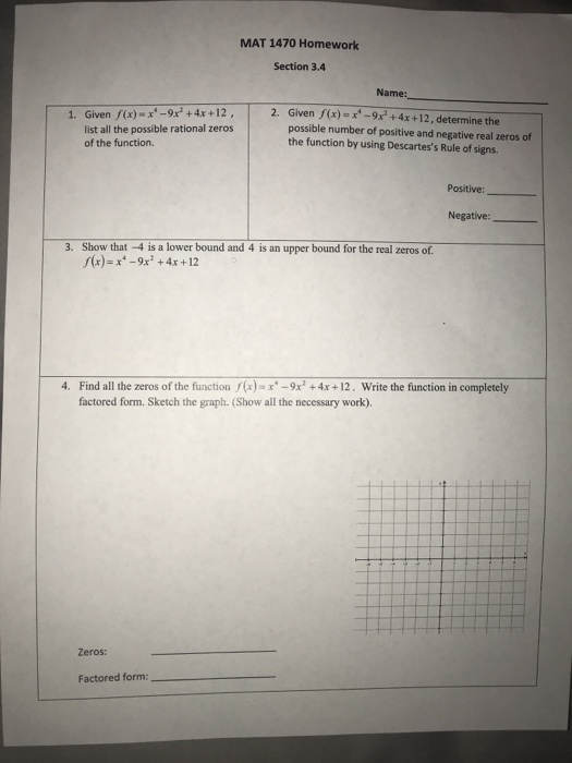 Solved Mat 1470 Homework Section 3 4 Name Given