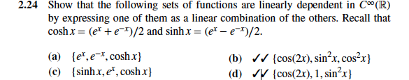 Solved 2.24 Show that the following sets of functions are | Chegg.com