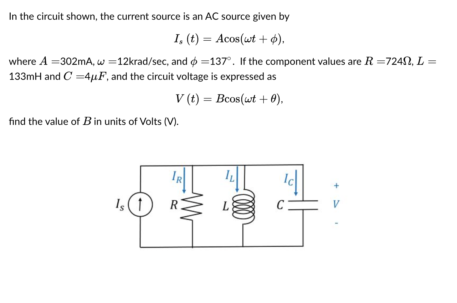 Solved In the circuit shown, the current source is an AC | Chegg.com