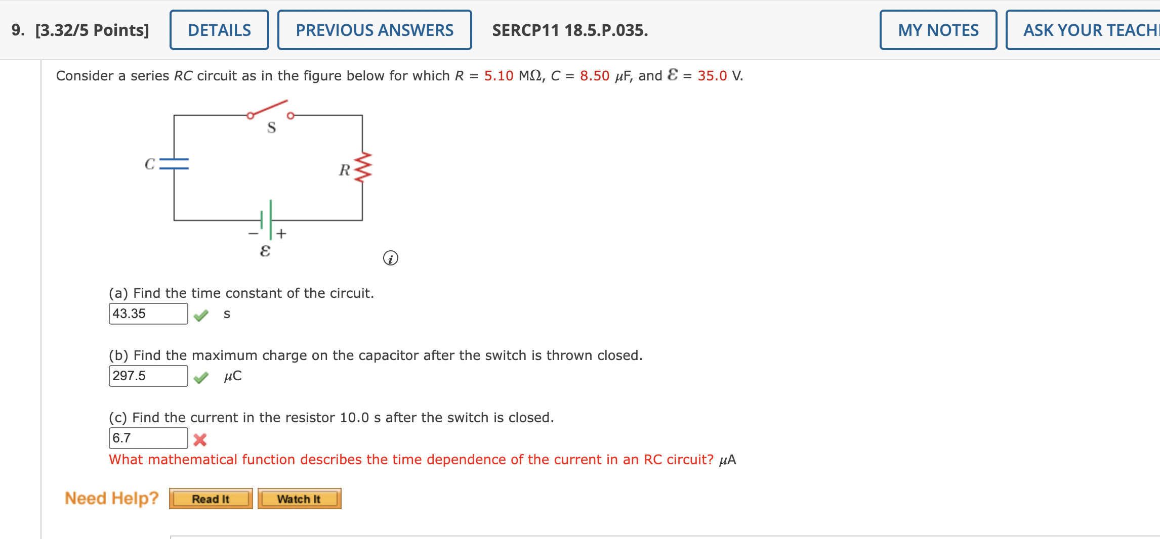 Solved der a series RC circuit as in the figure below for | Chegg.com